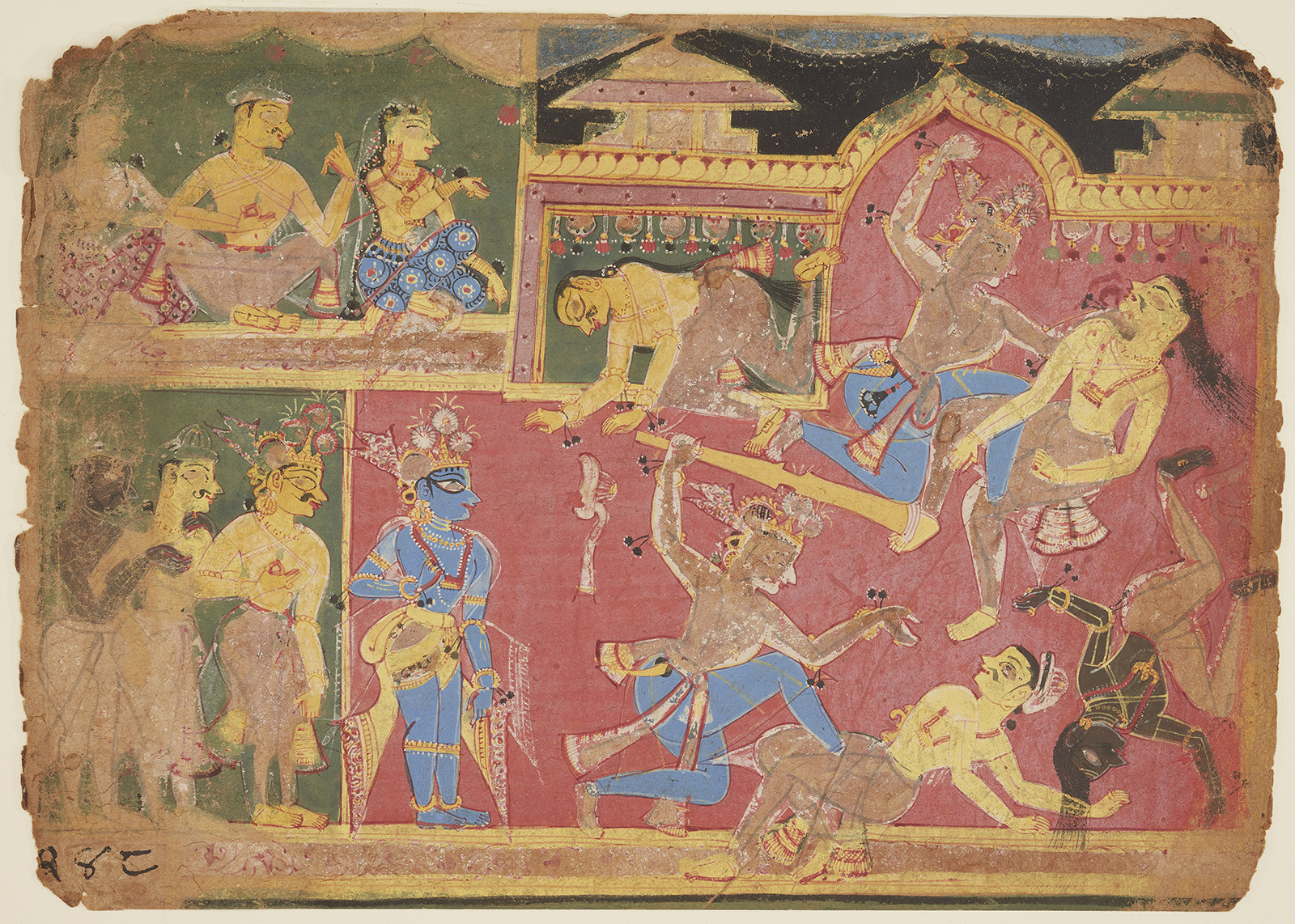 Balarama slays Rukmi, King of Kalinga, From a dispersed manuscript of ...